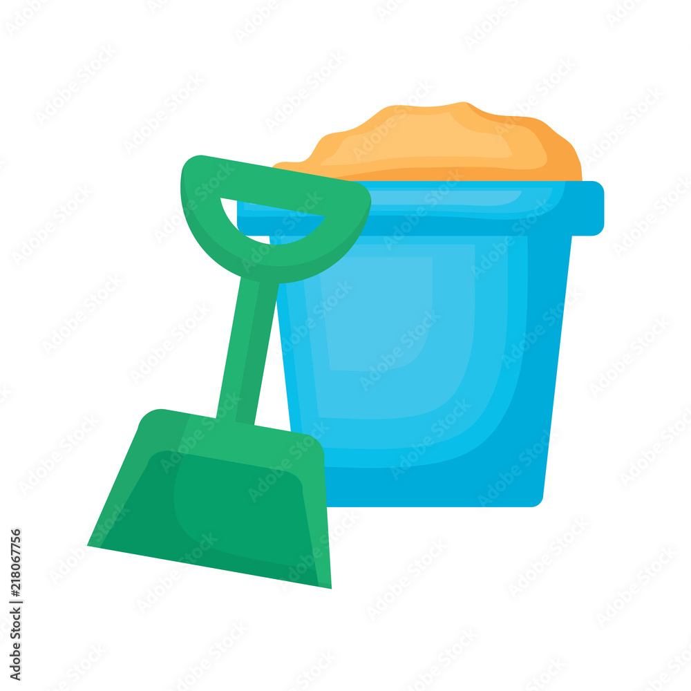 sand bucket and shovel over white background, vector illustration Stock ...