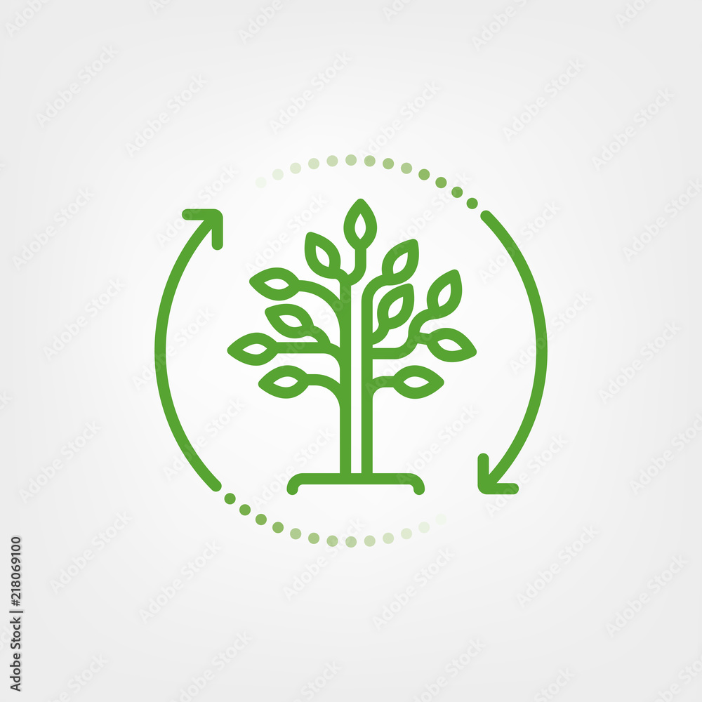 Reforestation symbol. Tree in circular arrow vector illustration Stock ...