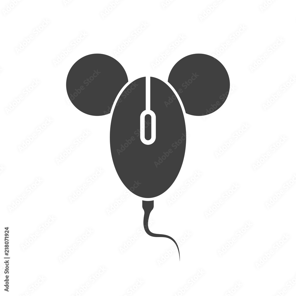 Abstract art object - a computer mouse image with the ears and tail of ...