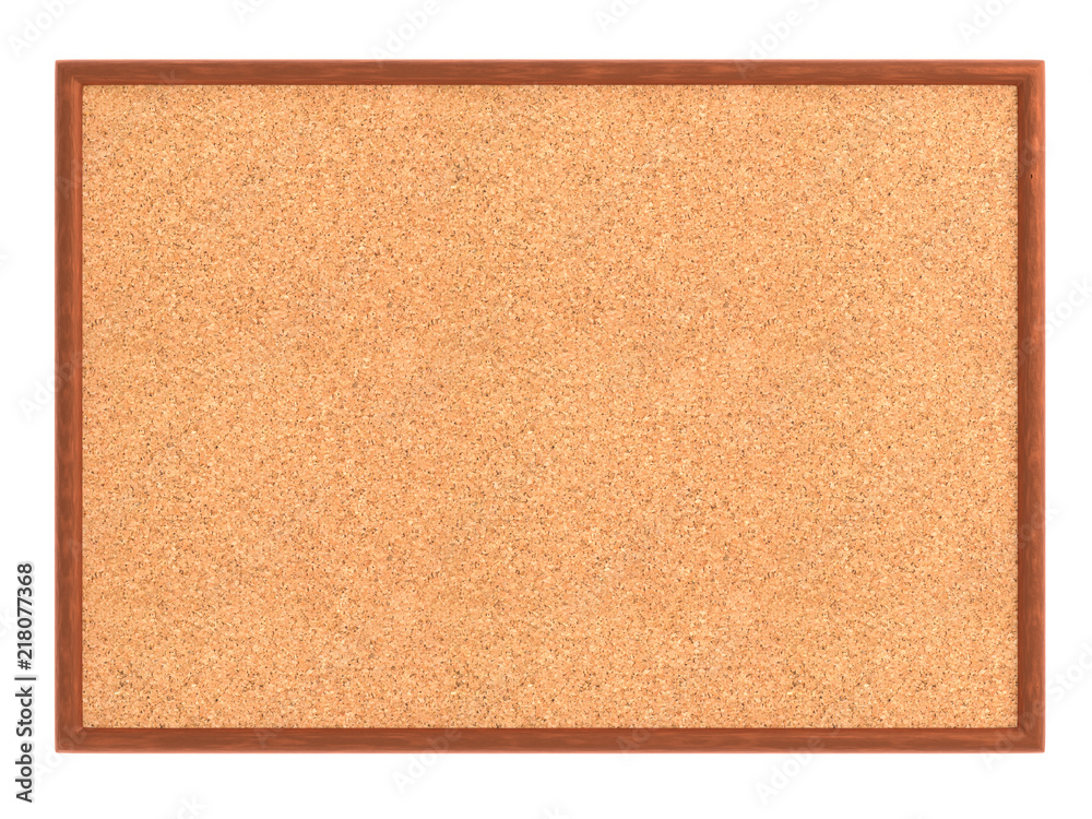 Empty cork board (noticeboard) isolated on white. Mockup template - 3D ...