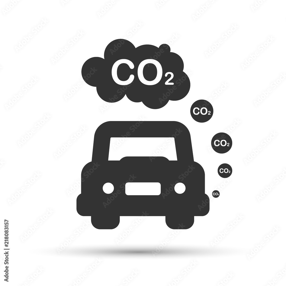 car exhaust, co2, smoke. Flat vector illustration on white background ...