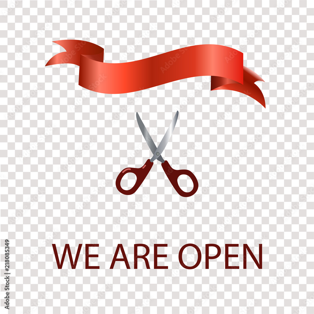 Red banner We are open on transparent background Stock Vector | Adobe Stock