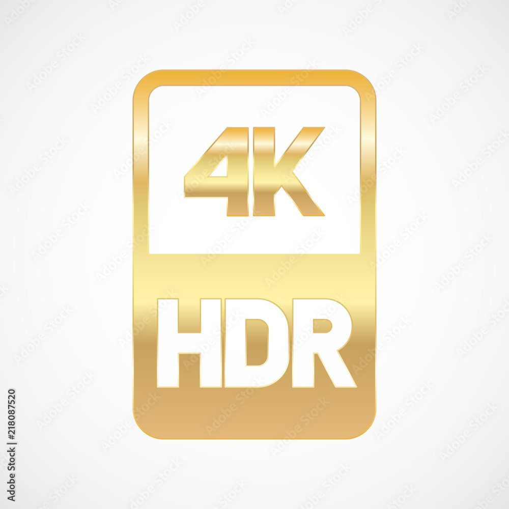 4K HDR format gold icon. Pure vector illustration on white background ...
