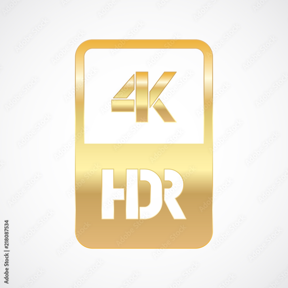 4K HDR format gold and cut icon. Pure vector illustration on white ...
