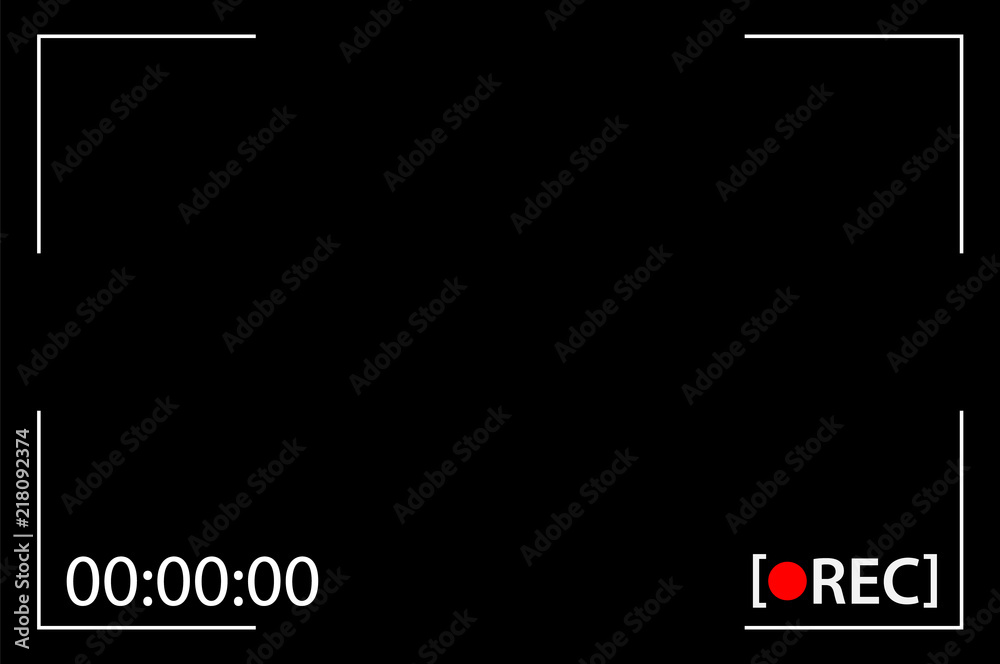 Vector Black transparent camera rec interface viewfinder with digital ...