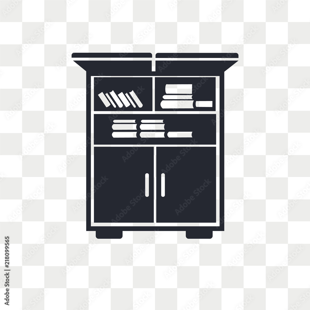Bookshelf vector icon isolated on transparent background, Bookshelf ...