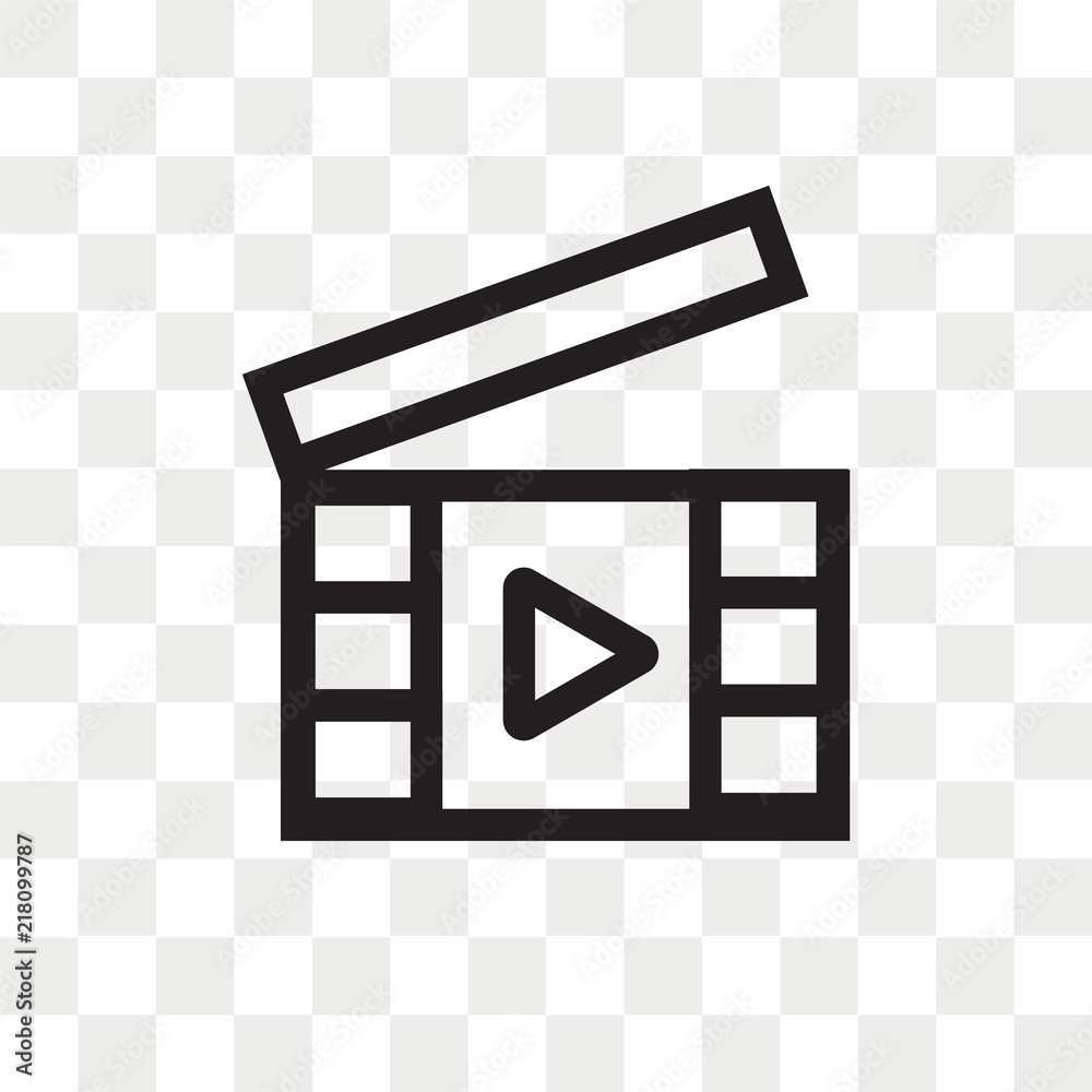 Movie clip button vector icon isolated on transparent background, Movie ...