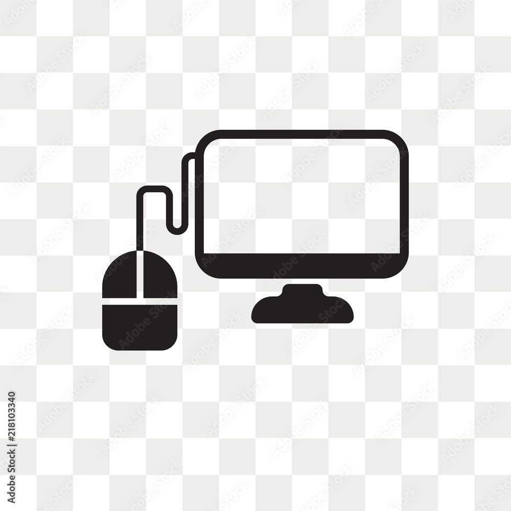Monitor and computer mouse vector icon isolated on transparent ...