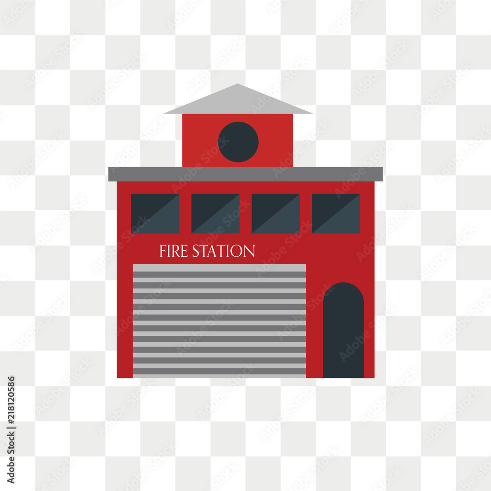 Fire station vector icon isolated on transparent background, Fire ...