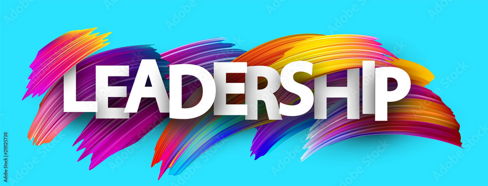 Blue leadership banner with colorful brush strokes. Stock Vector ...