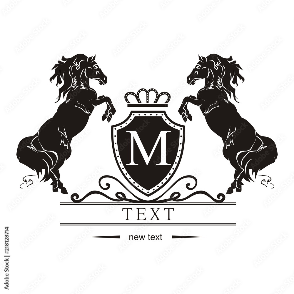 Monogram logo emblem template with horse. Graceful Luxury design. Stock ...