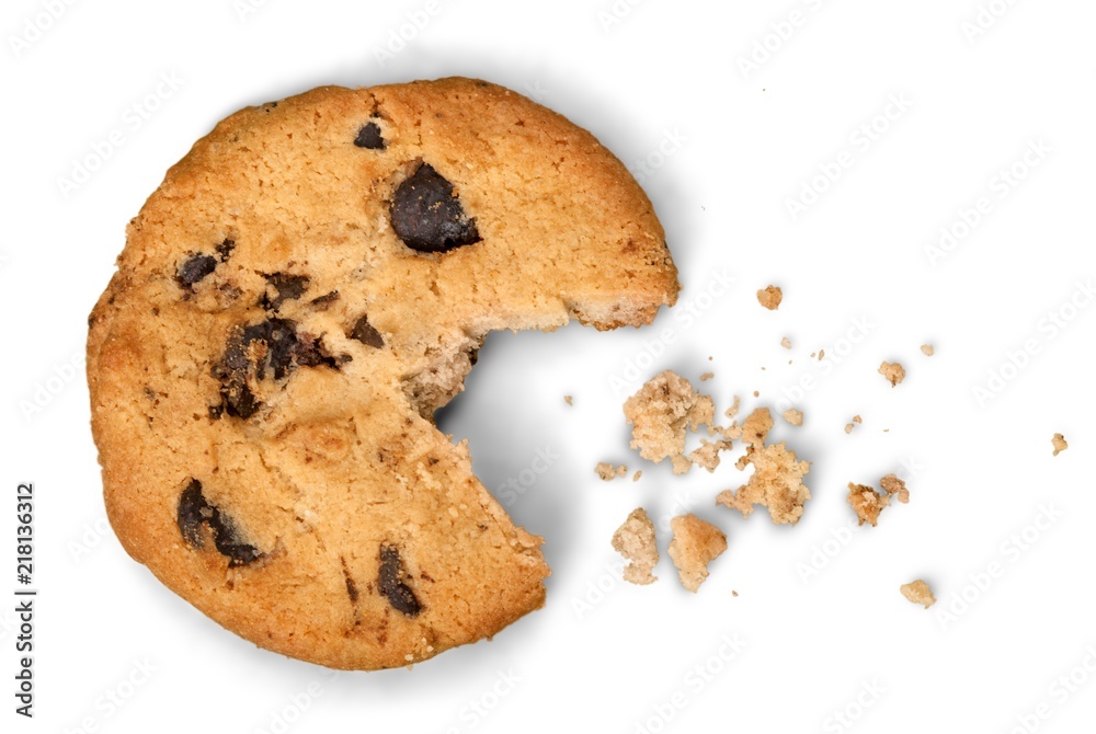 Partially eaten chocolate chip cookie Stock Photo | Adobe Stock