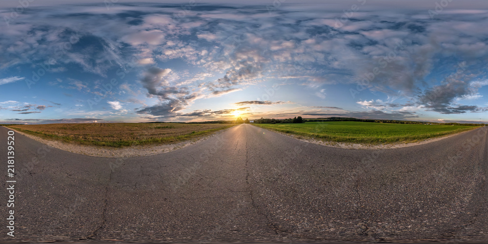 full seamless spherical panorama 360 degrees angle view on asphalt road ...
