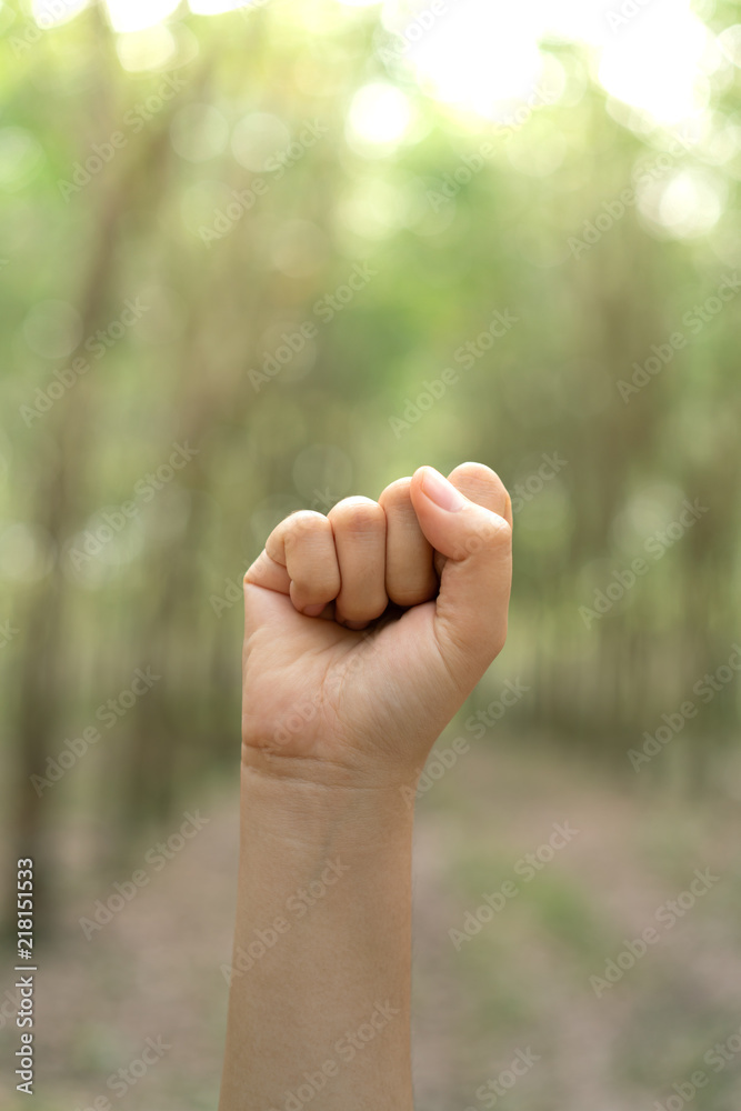 Fist with blur background body language sign fighting sign. Stock Photo ...