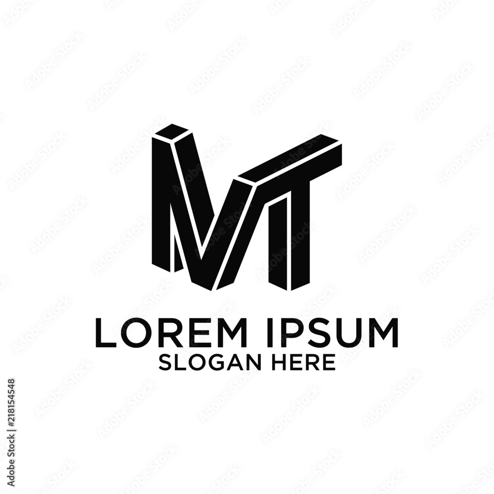 Letter MT 3d logo design Stock Vector | Adobe Stock