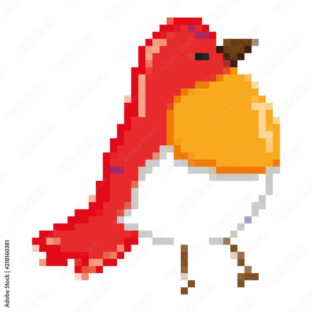 pixelated beauty tropical bird exotic animal Stock Vector | Adobe Stock