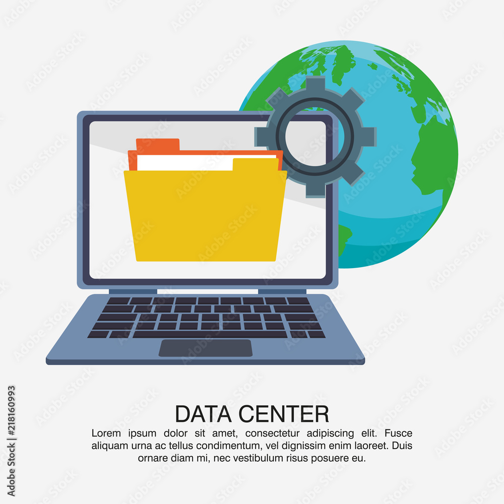 Data center poster with informaton and elements cartoons vector ...