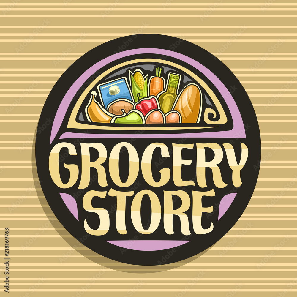 Vector logo for Grocery Store, black sign with cooking oil, french ...
