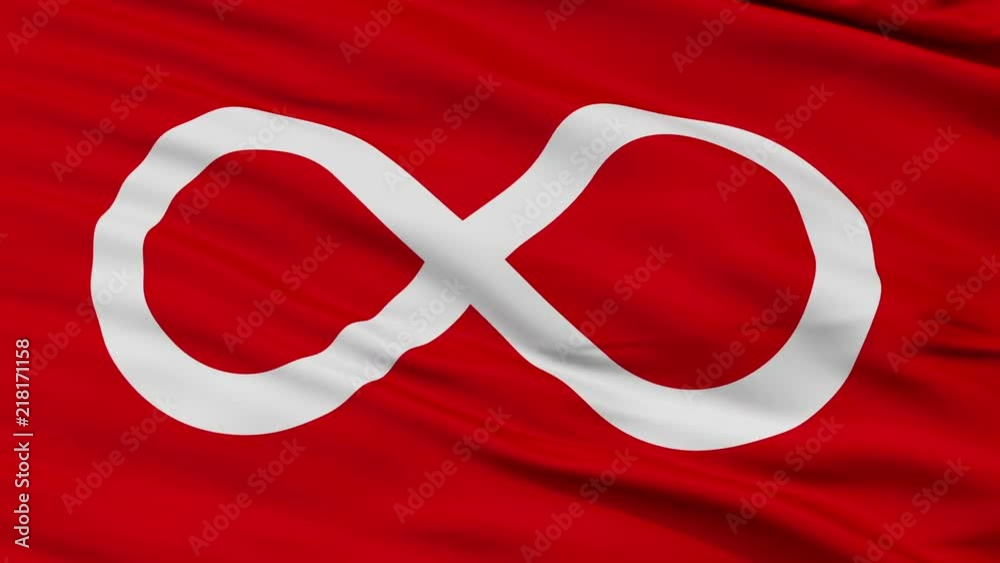 Metis Red Indian Flag, Closeup View Realistic Animation Seamless Loop ...