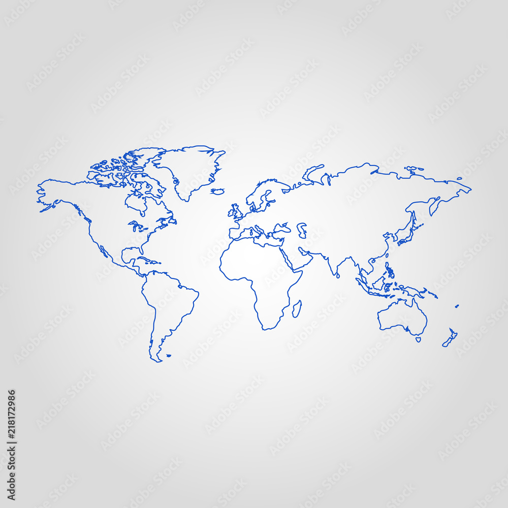 World map linear isolated flat vector pictogram Stock Vector | Adobe Stock