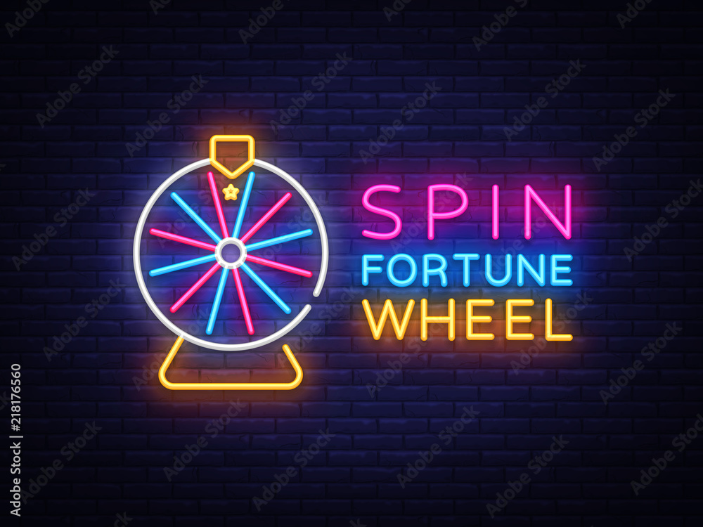 Fortune Wheel Neon Logo Vector. Fortune Wheel neon sign, design ...