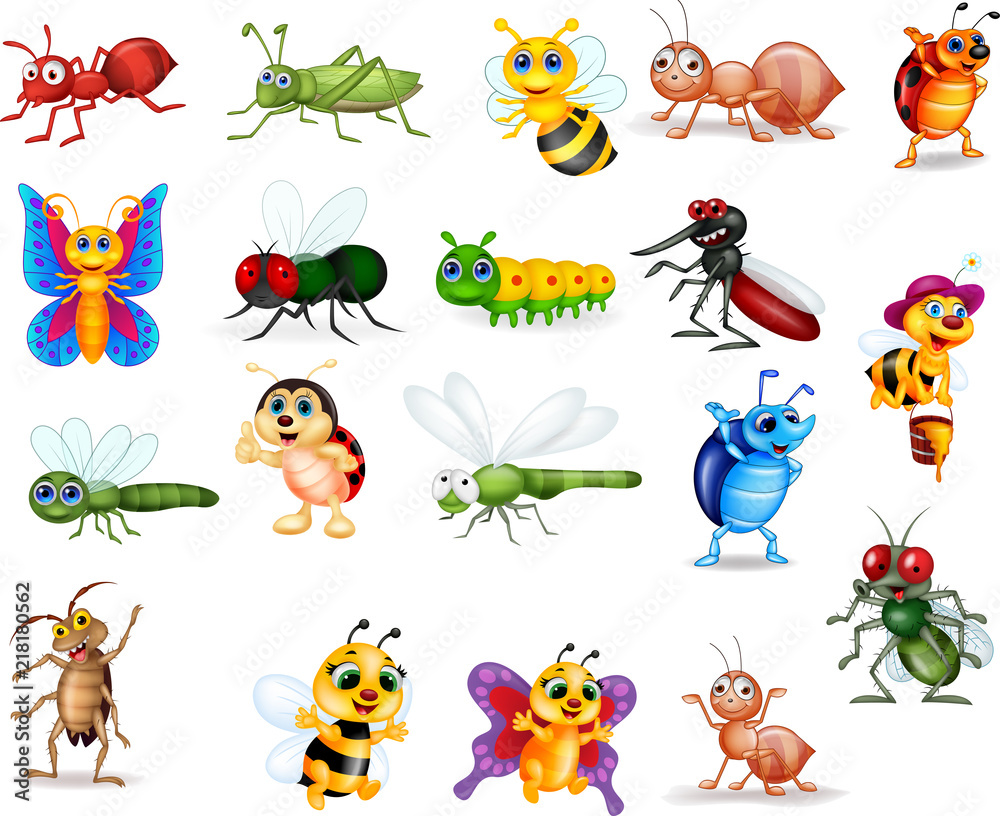 Cartoon insects collection set Stock Vector | Adobe Stock