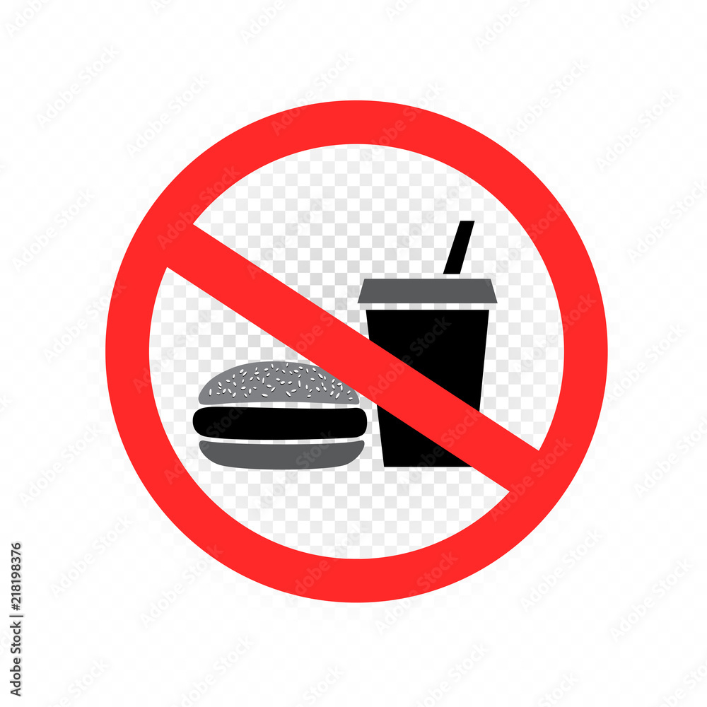 No fast food sign icon on white transparent background. Forbidden ...