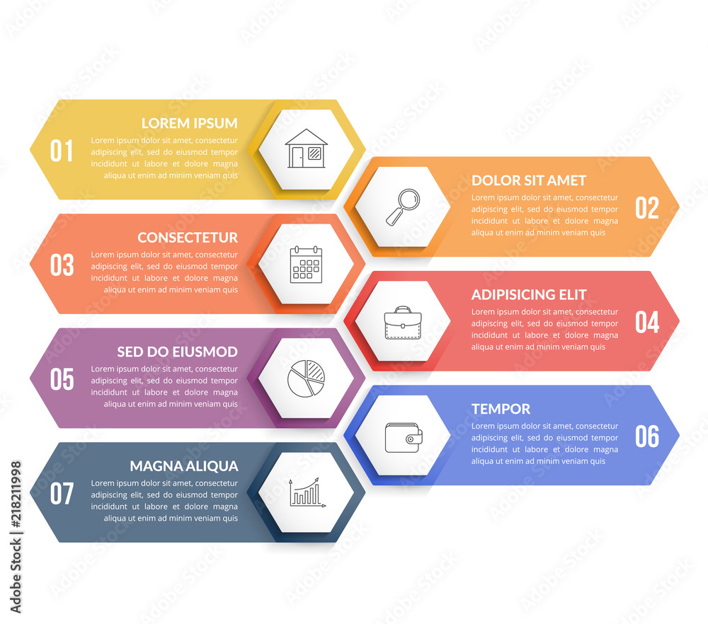 7 Steps Infographics Stock Vector | Adobe Stock