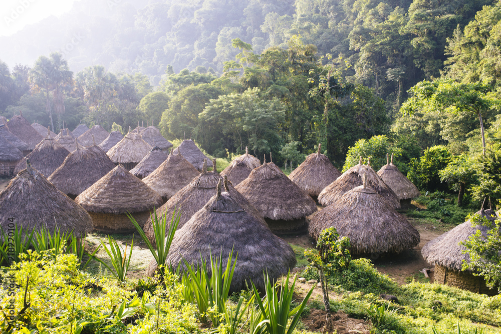 Village of the Kogi Indians in the mountains of the Sierra Nevada ...