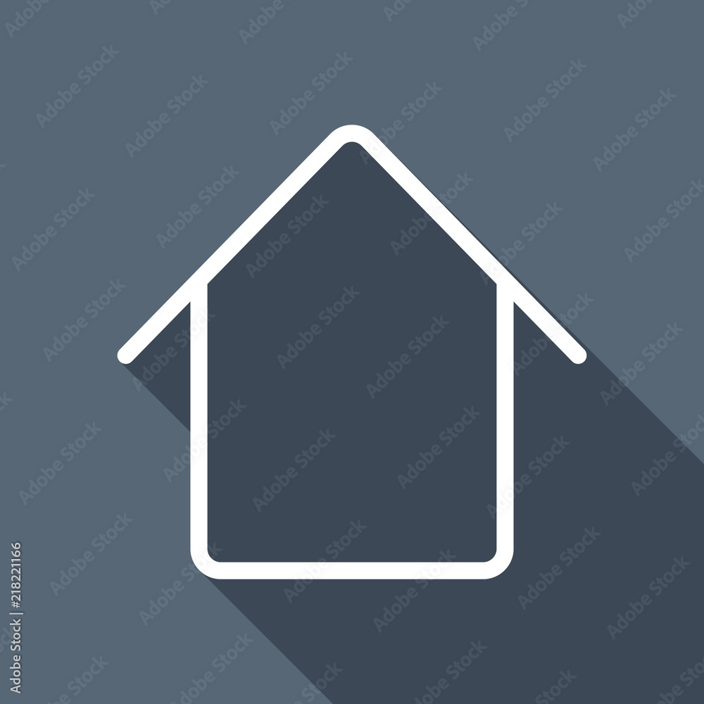 Simple house icon. Linear symbol, thin outline. White flat icon Stock ...