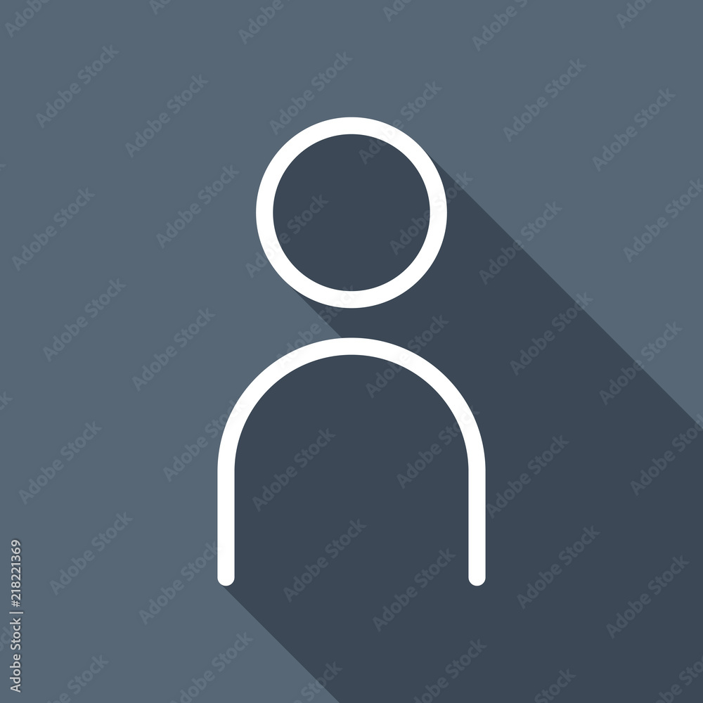 Simple person icon. Linear symbol, thin outline. White flat icon Stock ...