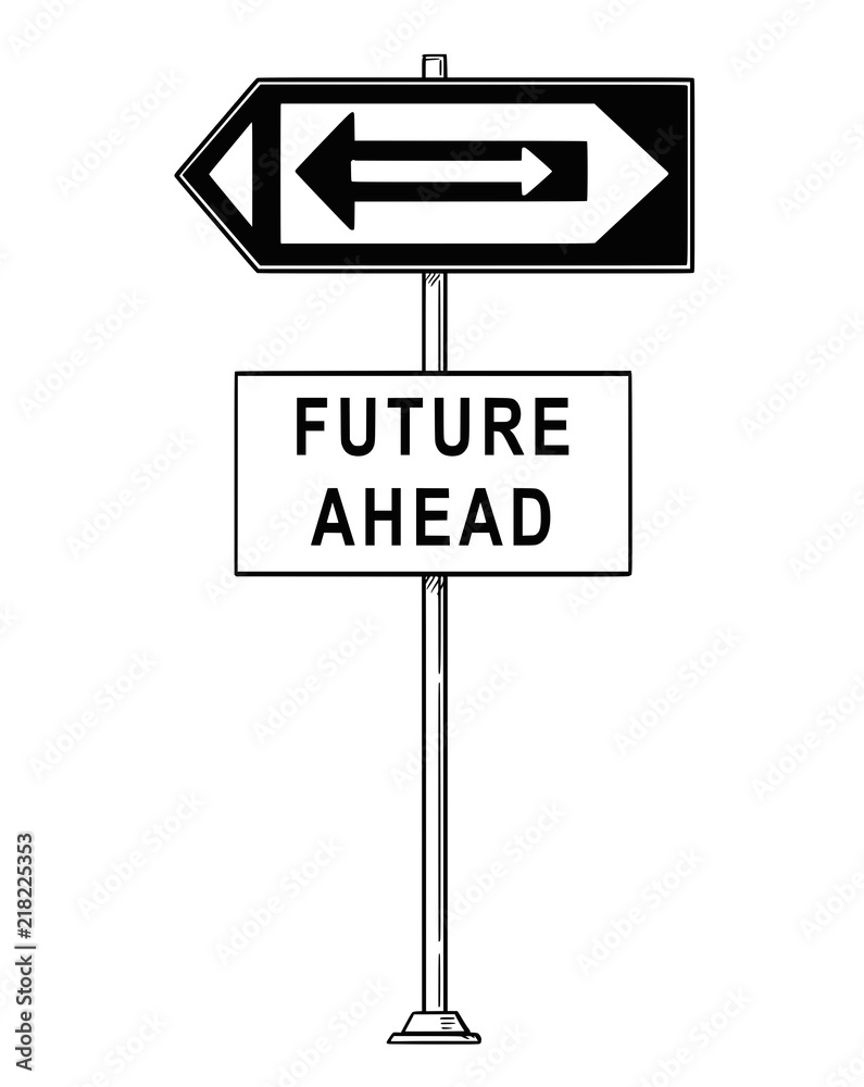 Vector artistic pen and ink drawing of confusing traffic sign with ...