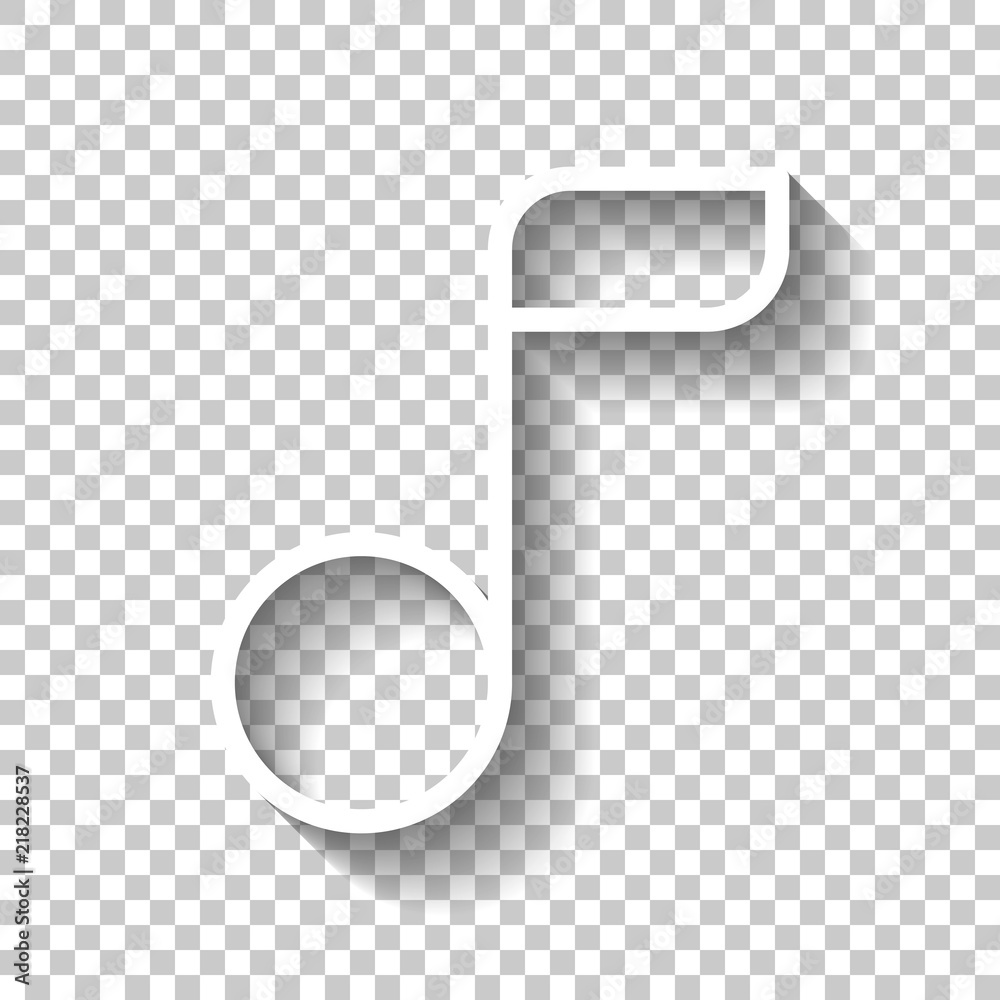 Simple music note. Linear icon, thin outline. White icon with sh Stock ...