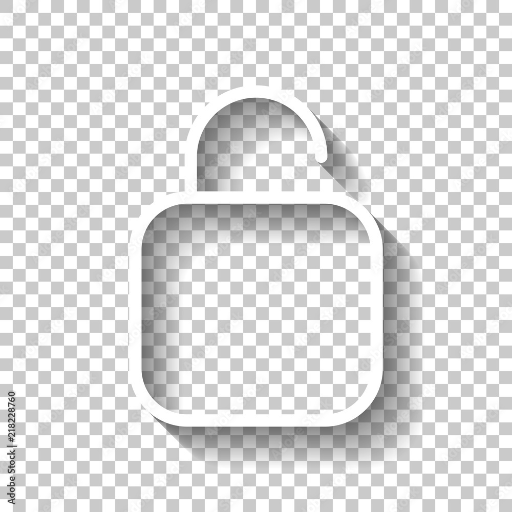 Simple unlock. Linear, thin outline. White icon with shadow on t Stock ...