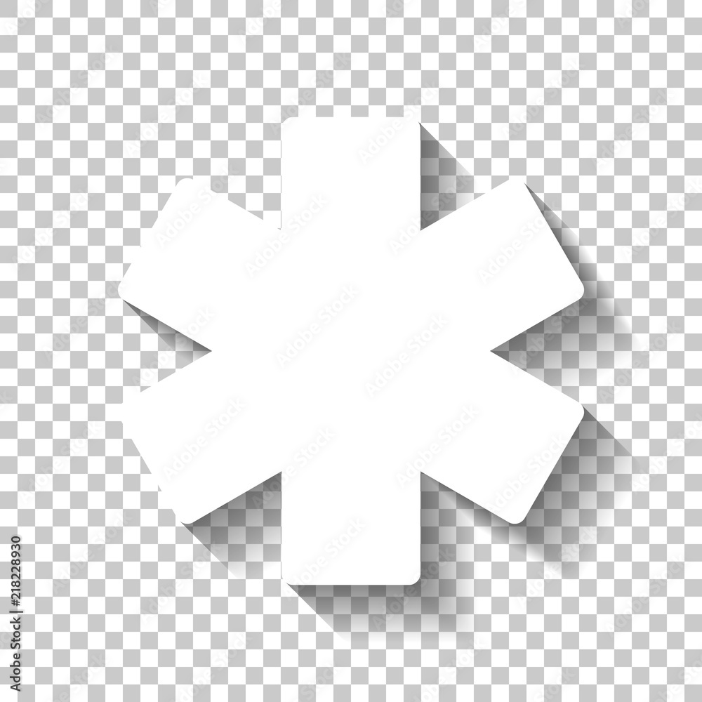 star of life. White icon with shadow on transparent background Stock ...