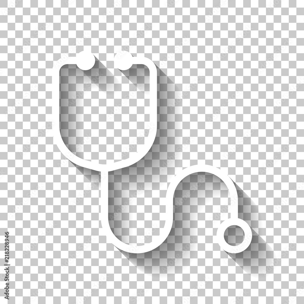 Simple stethoscope icon. Linear, thin outline. White icon with s Stock ... Simple stethoscope icon. Linear, thin outline. White icon with s Stock ...