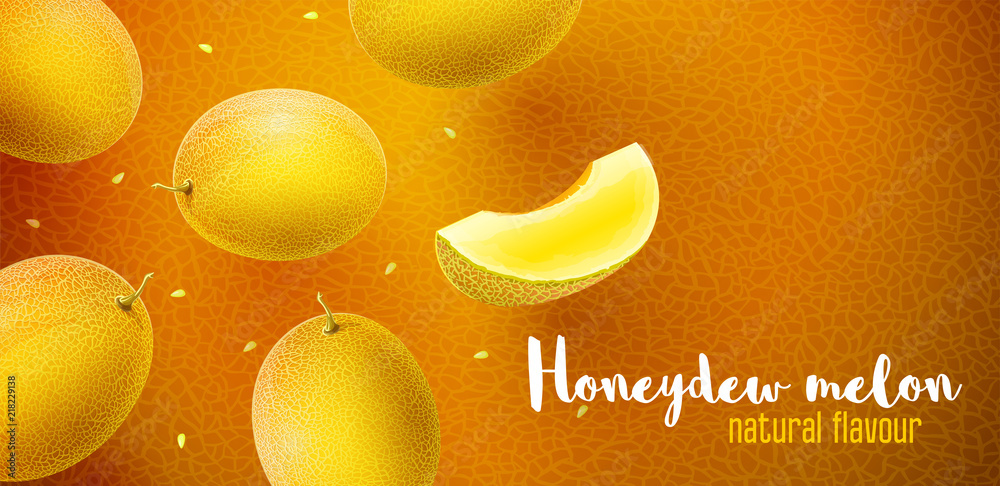 Honeydew melon flavour poster banner design with pattern Stock Vector ...