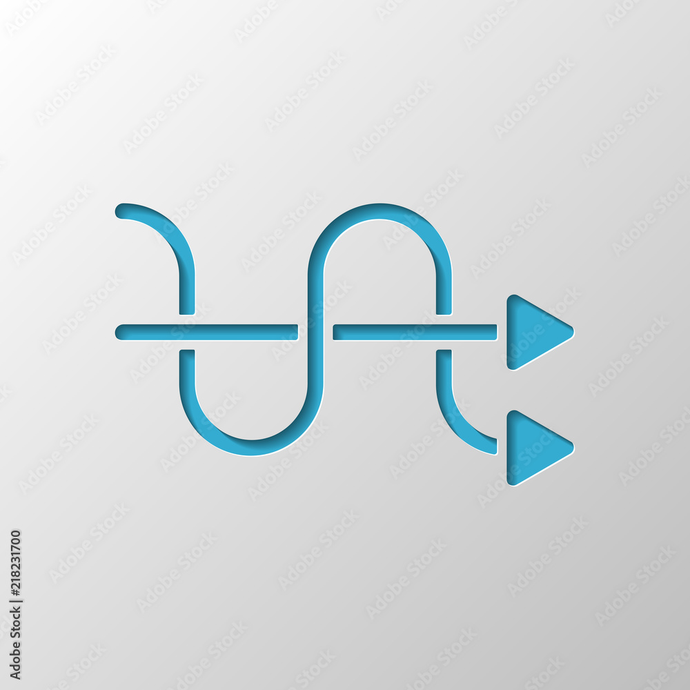 crossed arrows. simple silhouette. Paper design. Cutted symbol w Stock ...