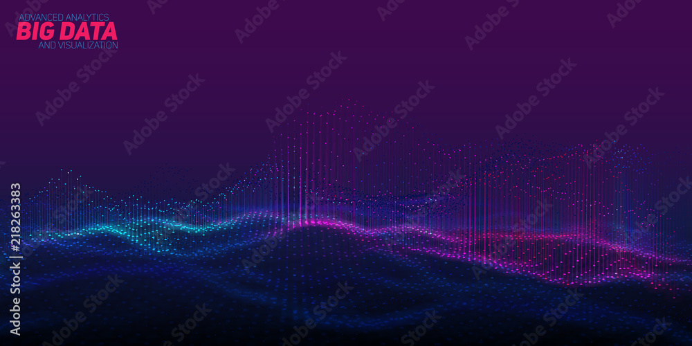 Vector abstract 3D big data visualization. Futuristic infographics ...