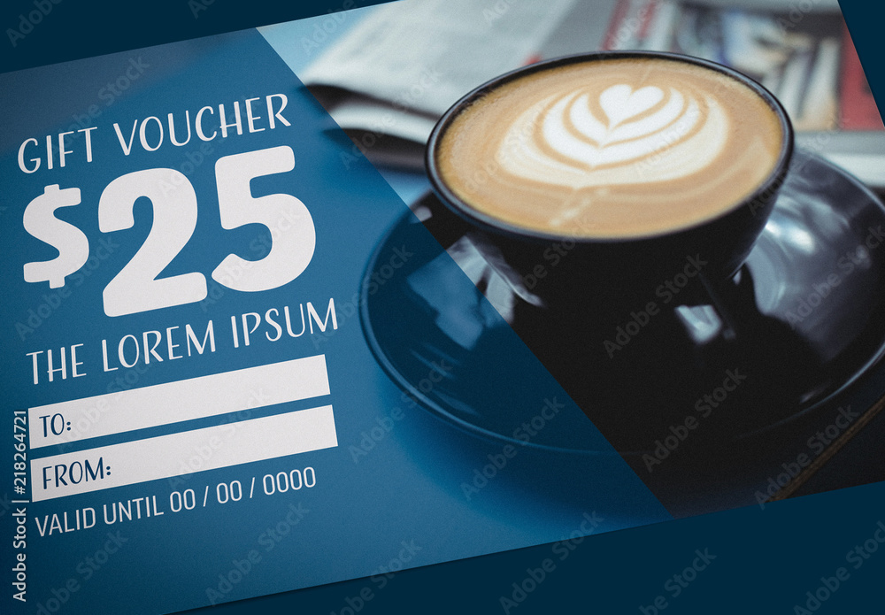 Gift Certificate Layout with Blue Elements Stock Template | Adobe Stock