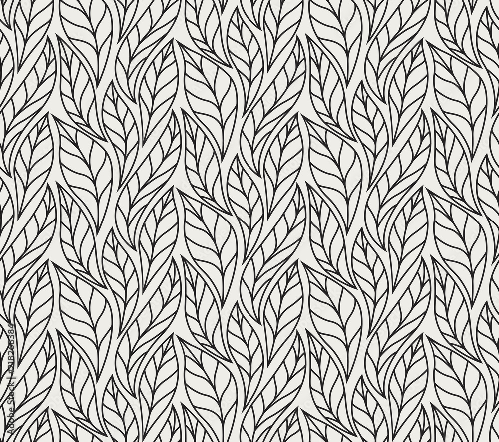 Decorative Leaves Seamless Pattern. Continuous leaf background. Floral ...