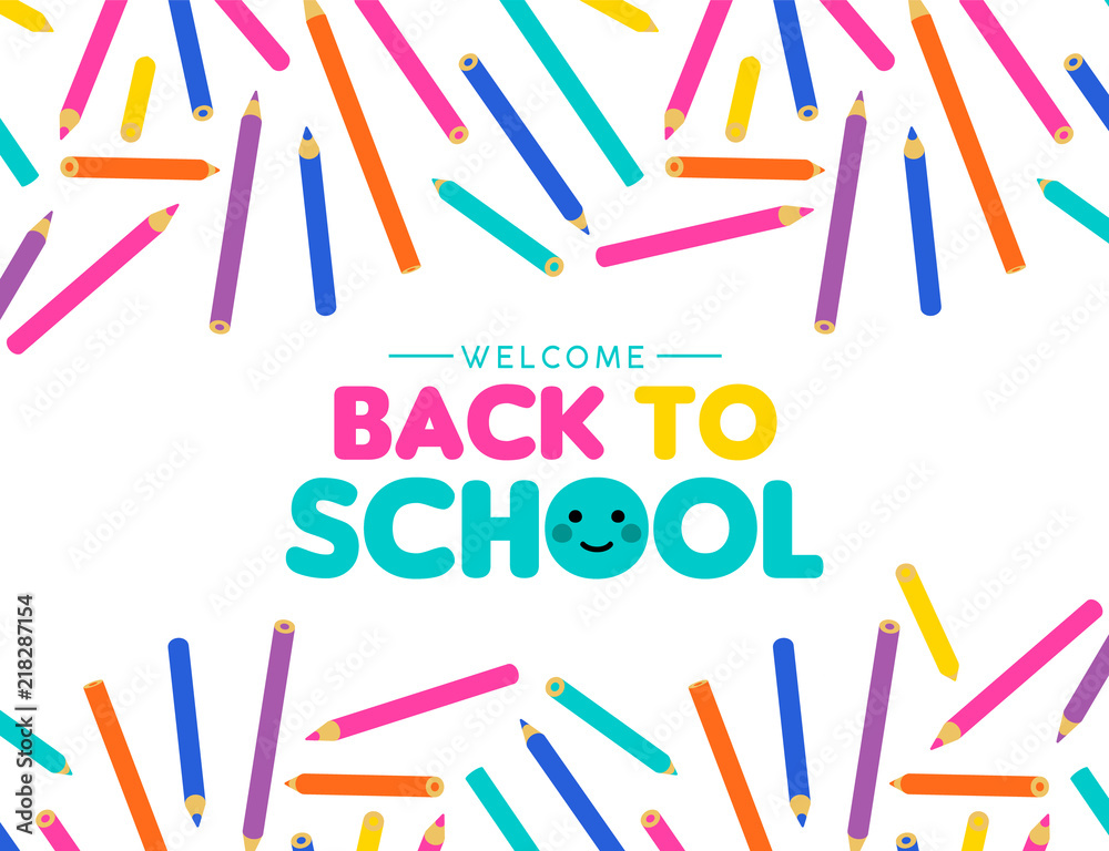 Back to school art color pencil design for kids Stock Vector | Adobe Stock