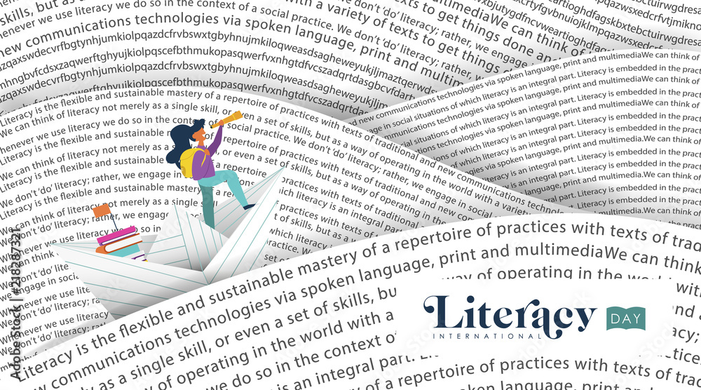 Literacy Day banner book sea for kids education Stock Vector | Adobe Stock