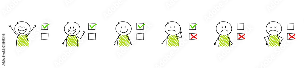 Tick icons - big collection with funny stickmen. Vector. Stock Vector ...