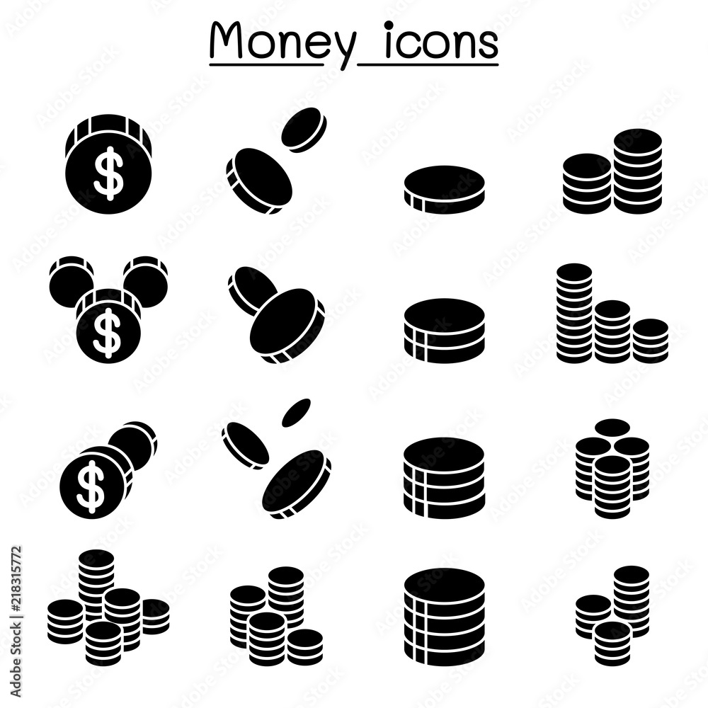 Money & Coin icon set Stock Vector | Adobe Stock