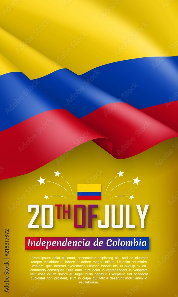 Colombian Independence day vertical flyer. 20th of July greeting vector ...
