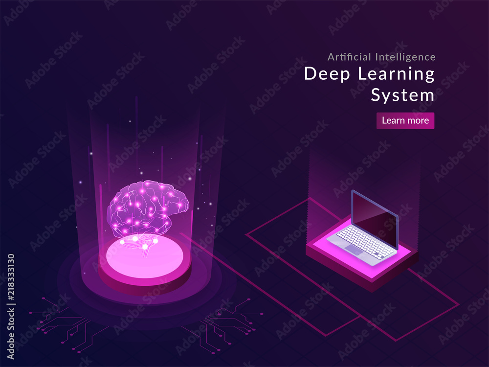 Artificial Intelligence responsive landing page design with isometric ...