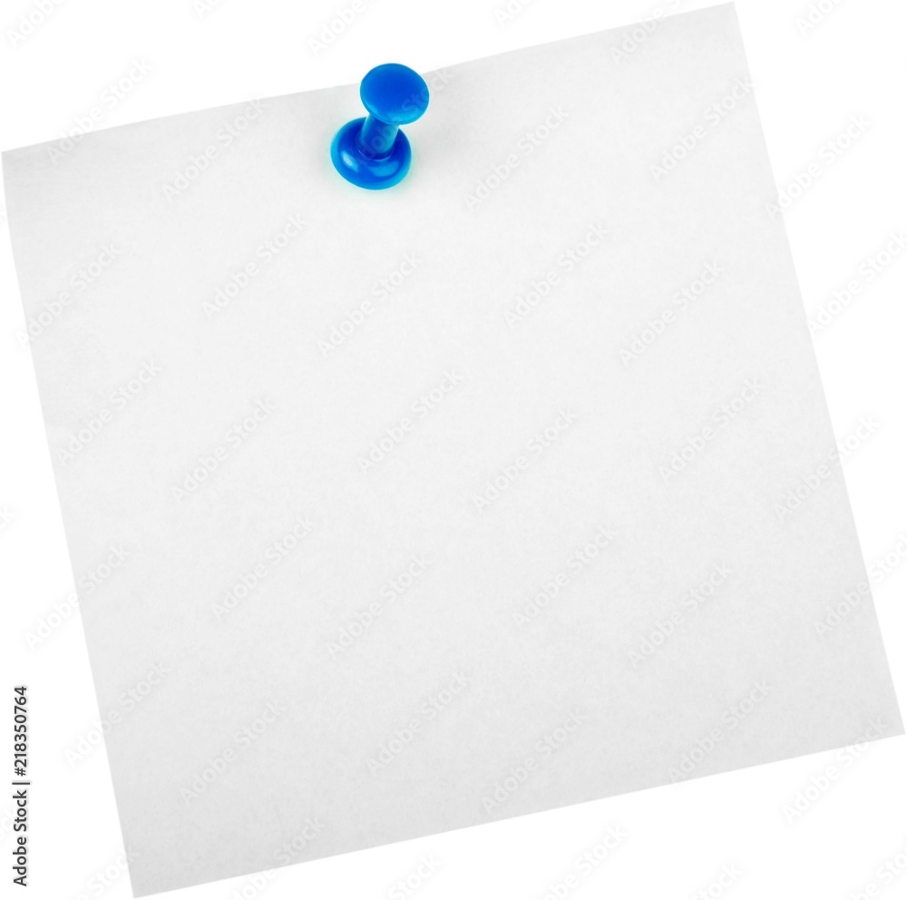 Pinned blank paper note isolated on white background Stock Photo ...