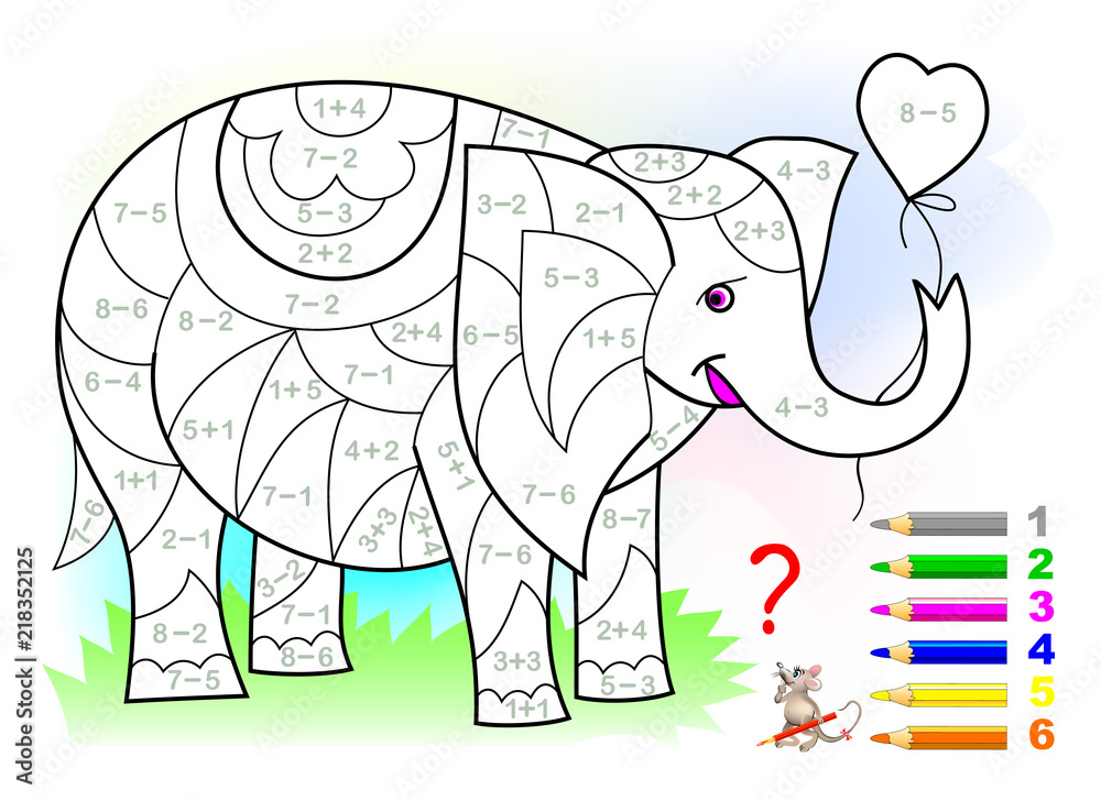 Educational page with exercises for children on addition and ...