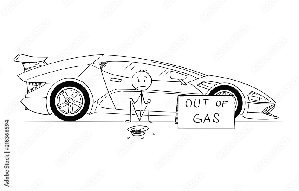 Cartoon stick drawing conceptual illustration of man, owner of ...